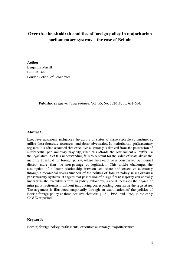 (DOC) Over the threshold: the politics of foreign policy in ...