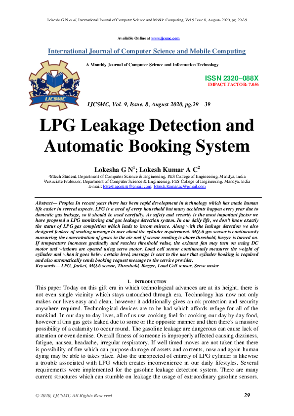 (PDF) LPG Leakage Detection and Automatic Booking System﻿