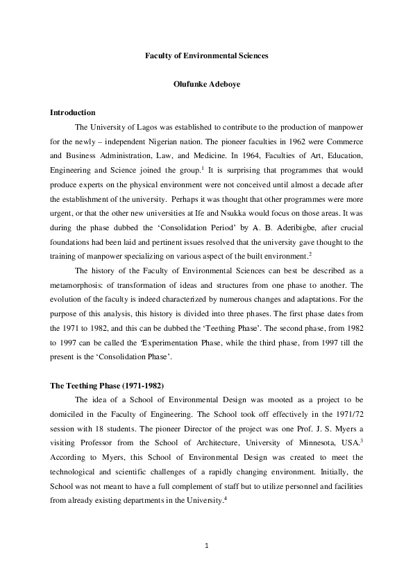 (PDF) "Faculty of Environmental Sciences"