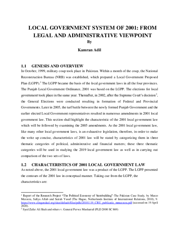 (PDF) LOCAL GOVERNMENT SYSTEM OF 2001: FROM LEGAL AND ADMINISTRATIVE ...