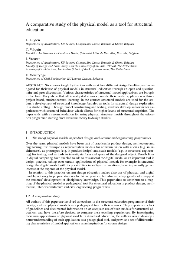 (PDF) The physical model as a pedagogical tool