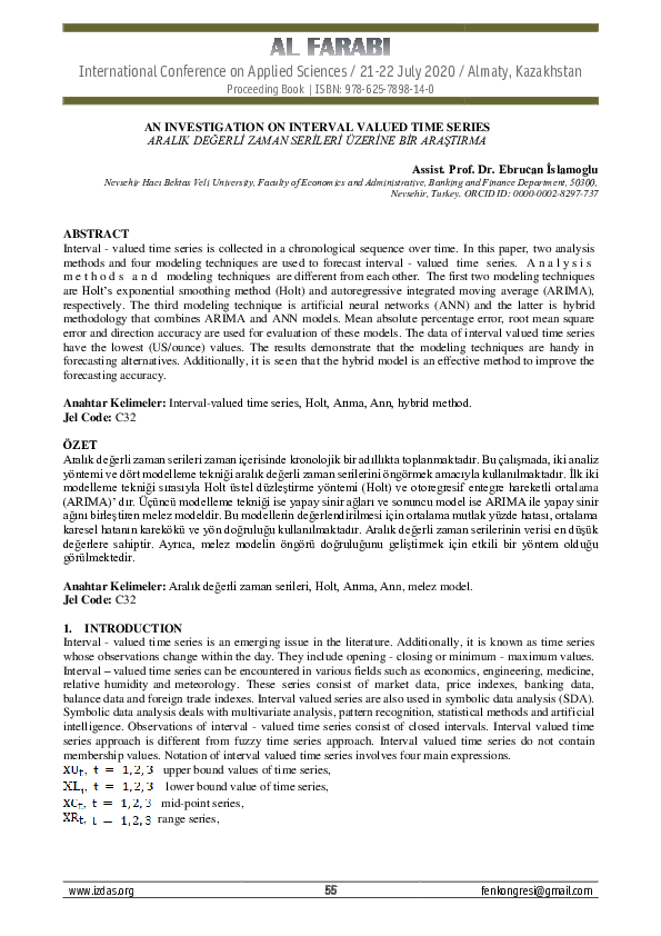 (PDF) AN INVESTIGATION ON INTERVAL VALUED TIME SERIES