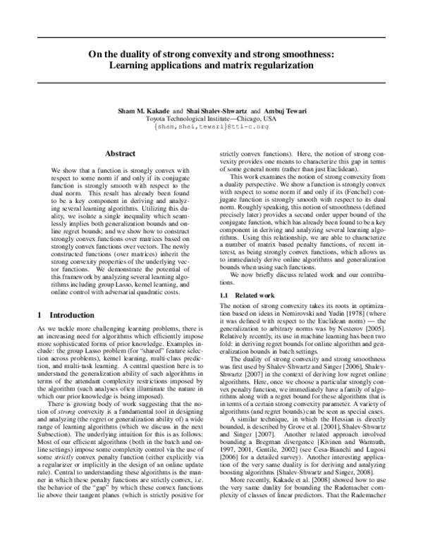 (PDF) On the duality of strong convexity and strong smoothness ...
