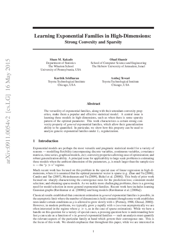 (PDF) Learning exponential families in high-dimensions: Strong ...