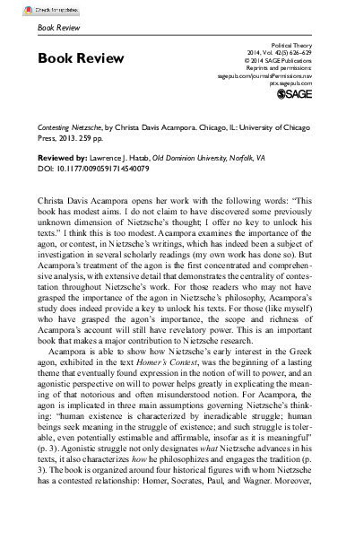 (PDF) Contesting Nietzsche by Christa Davis Acampora