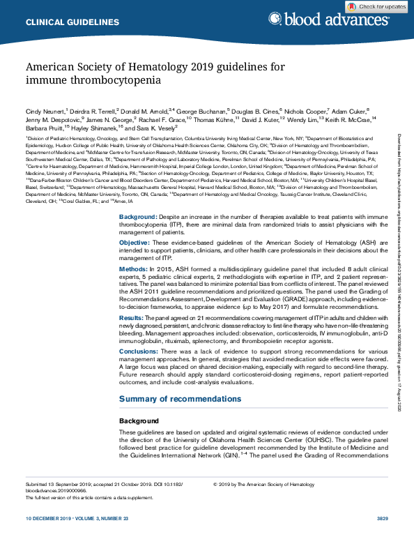 (PDF) American Society of Hematology 2019 guidelines for immune ...