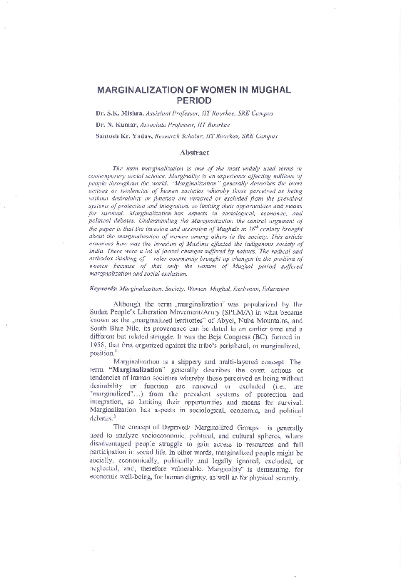 (PDF) Marginalization of Women in Mughal Period