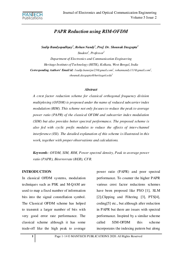 (PDF) PAPR Reduction using RIM-OFDM