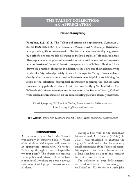 (PDF) THE TALBOT COLLECTION: AN APPRECIATION