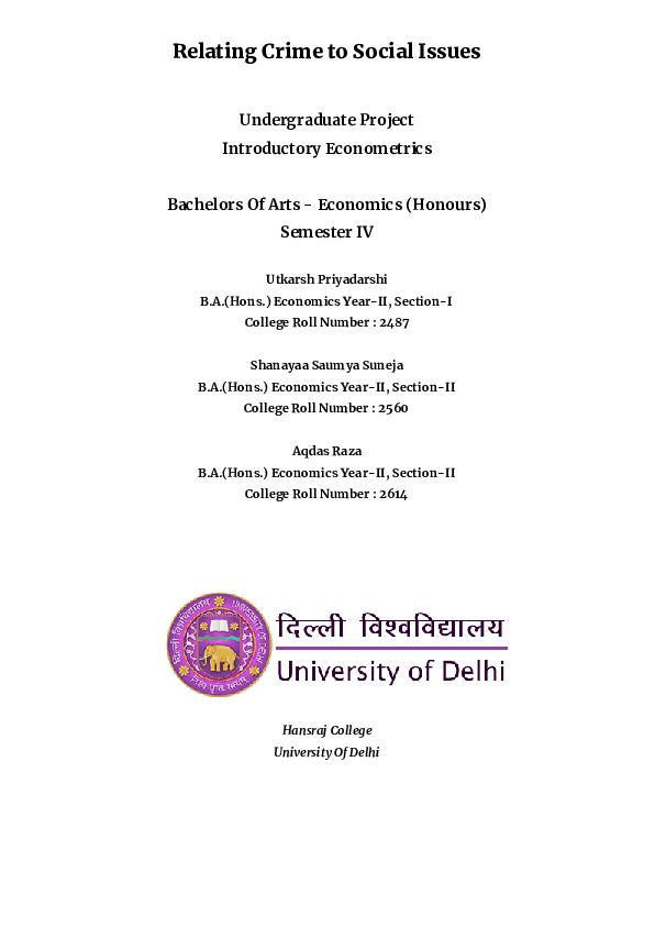 (PDF) Relating Crime to Social Issues