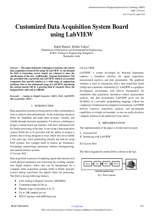 Pdf Ijert Customized Data Acquisition System Board Using Labview