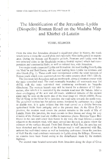 (PDF) 1998. The Identification of the Jerusalem-Lydda (Diospolis) Roman ...