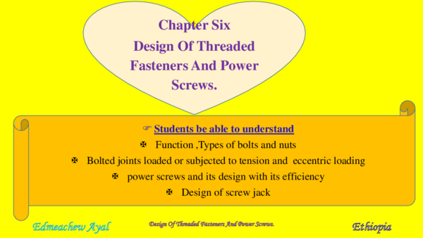 (PDF) Chapter Six Design Of Threaded Fasteners And Power Screws