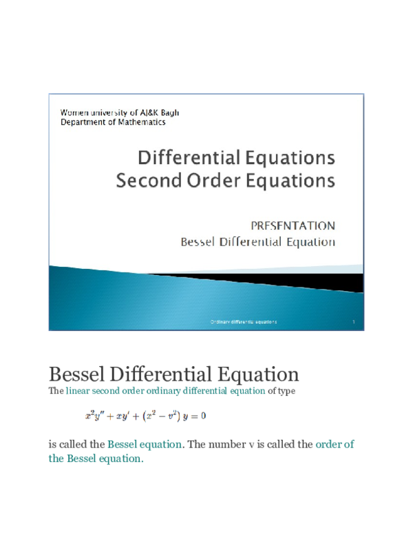 (DOC) Bessel Differential Equation