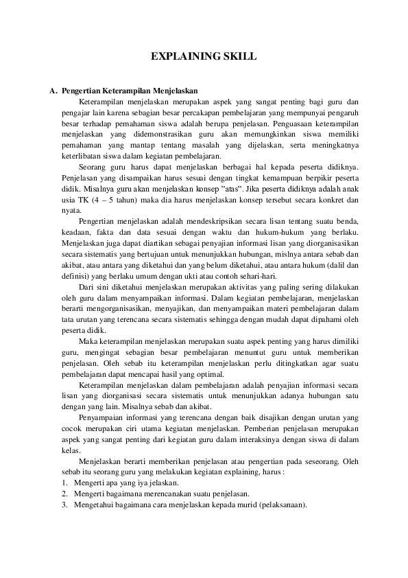 (PDF) EXPLAINING SKILL
