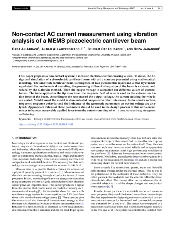 (PDF) Non-contact AC current measurement using vibration analysis of a ...