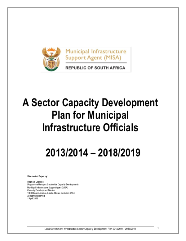 (PDF) A Sector Capacity Development Plan for Municipal Infrastructure Officials