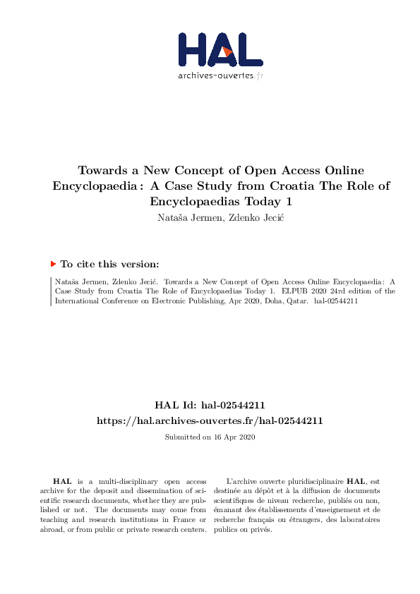 (PDF) Towards a New Concept of Open Access Online Encyclopaedia : A ...