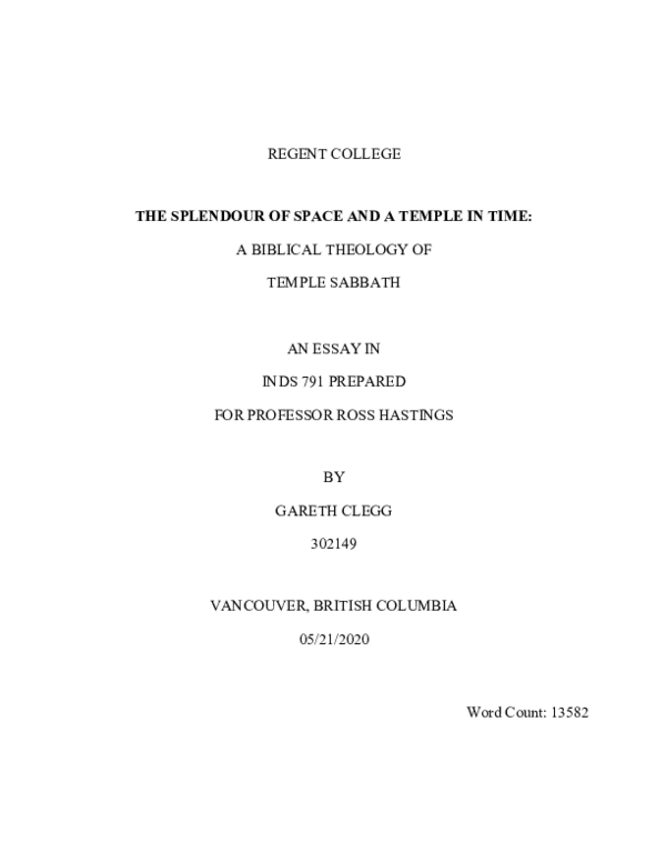 (PDF) The Splendour of Space and a Temple in Time: A Biblical Theology ...