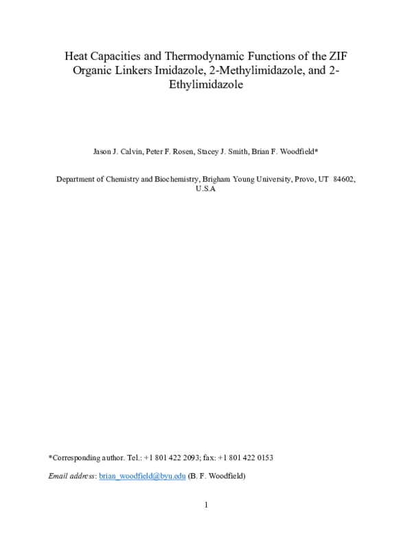 (PDF) Heat capacities and thermodynamic functions of the ZIF organic ...