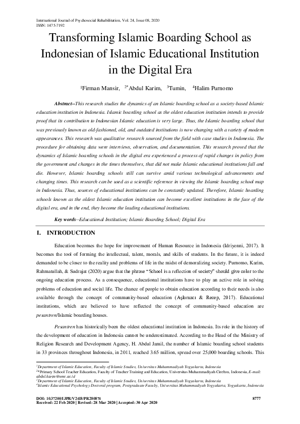 (PDF) International Journal of Psychosocial and Rehabilitation