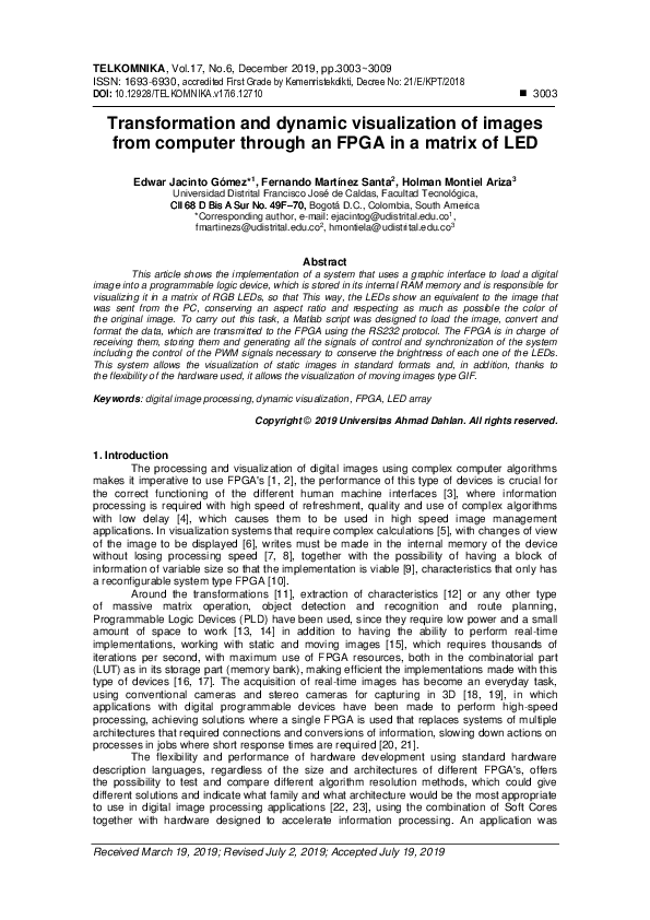 Pdf Transformation And Dynamic Visualization Of Images From Computer Through An Fpga In A 1630