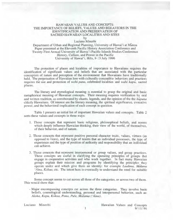(PDF) MINERBI LUCIANO HAWAIIAN VALUES AND CONCEPTS: THE IMPORTANCE OF ...