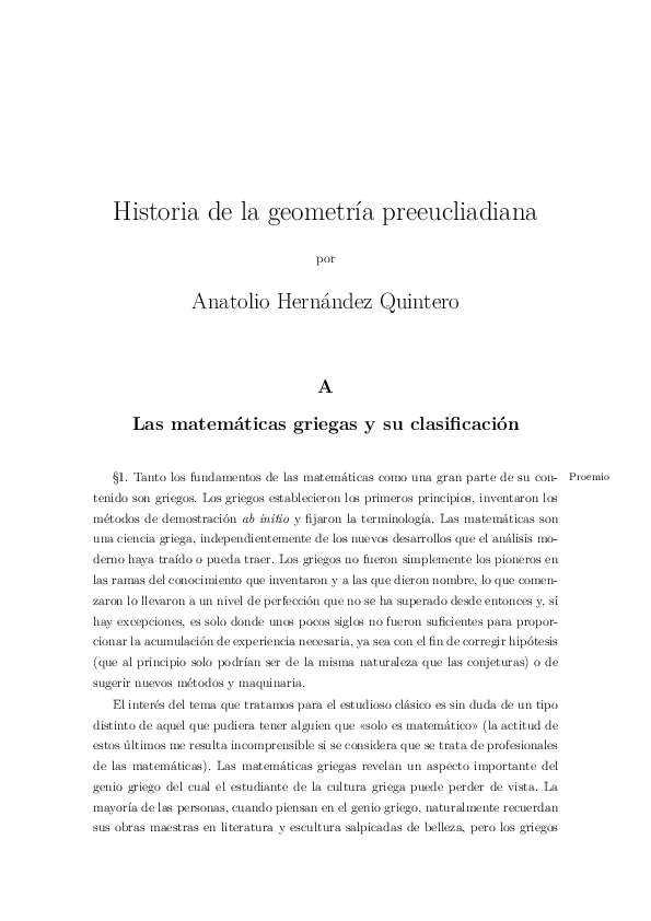 (PDF) A. Las matemáticas griegas y su clasificación