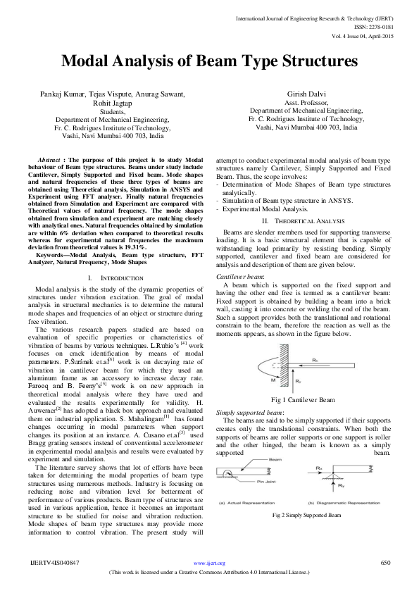 (PDF) IJERT-Modal Analysis of Beam Type Structures