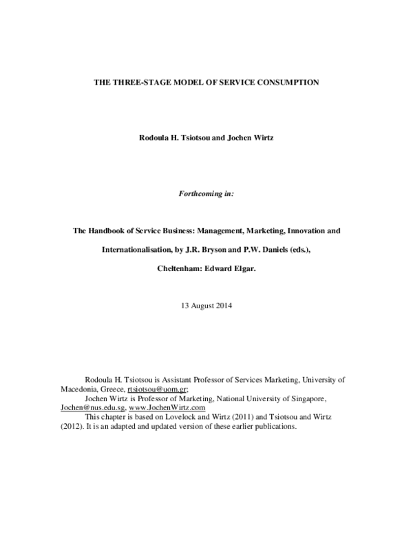 (PDF) The three-stage model of service consumption