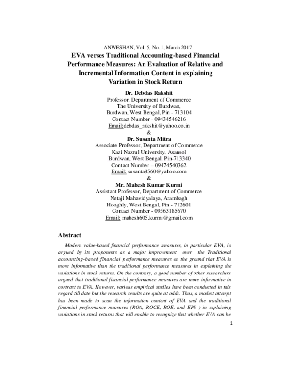 (PDF) EVA verses Traditional Accounting-based Financial Performance ...