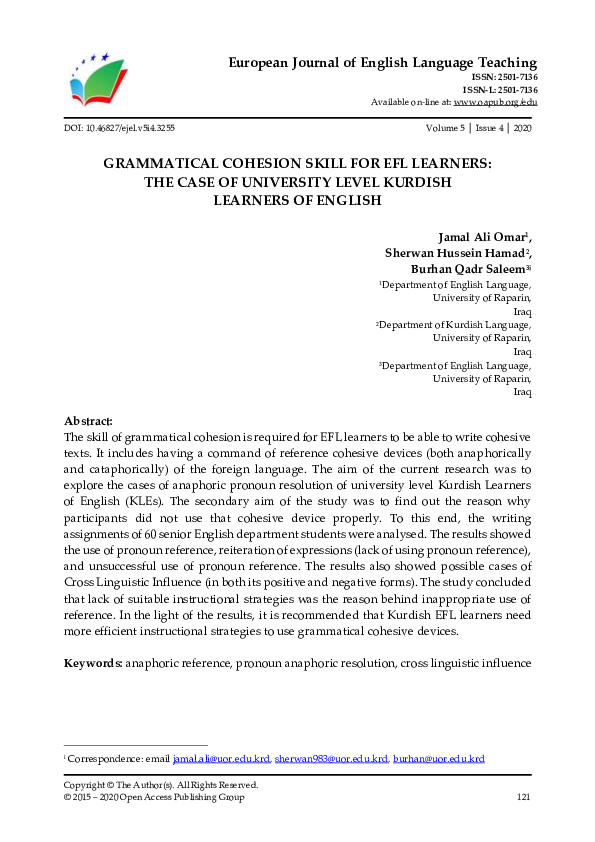 (PDF) European Journal of English Language Teaching