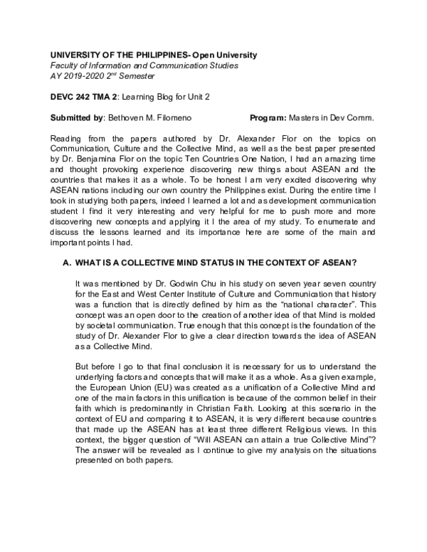 (DOC) THE COLLECTIVE MIND STATUS IN THE ASEAN CONTEXT
