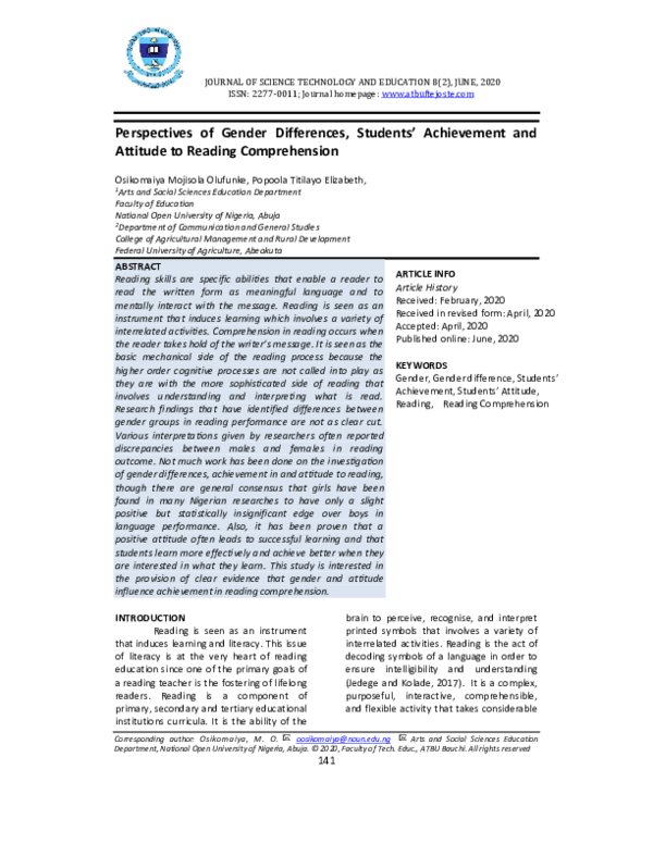 (PDF) Perspectives of Gender Differences, Students' Achievement and ...