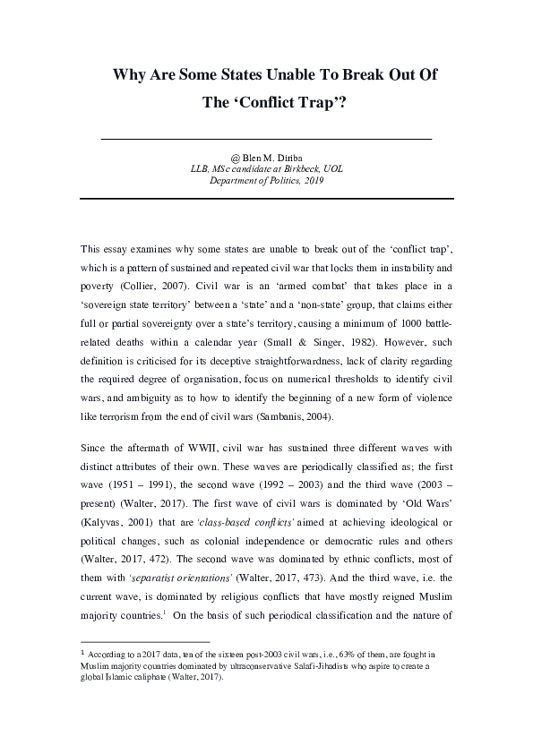 (PDF) Why Are Some States Unable To Break Out Of The 'Conflict Trap'?