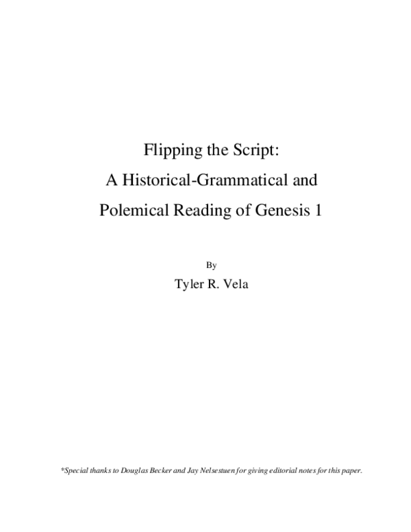 (PDF) Flipping the Script: A Historical-Grammatical and Polemical ...