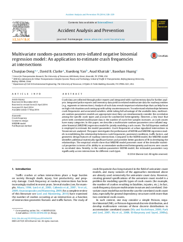 Pdf Multivariate Random Parameters Zero Inflated Negative Binomial Regression Model An