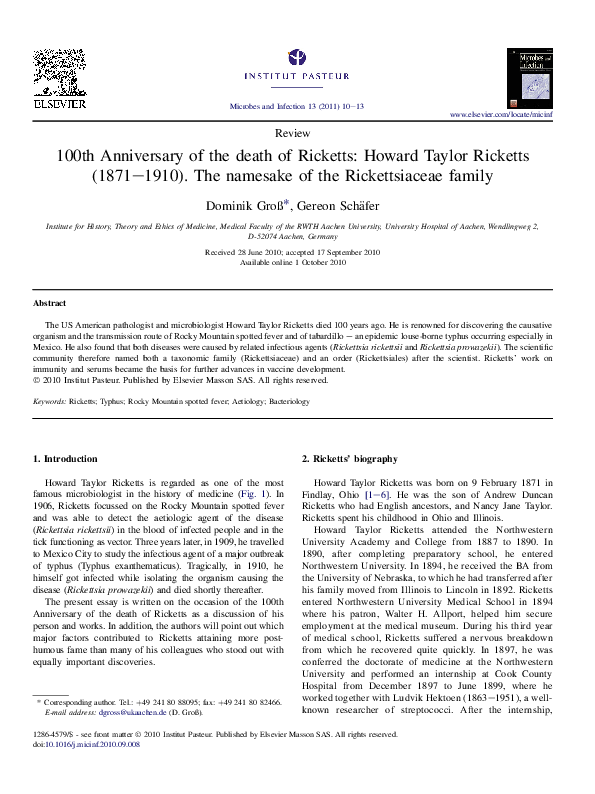 (PDF) 100th Anniversary of the death of Ricketts: Howard Taylor ...