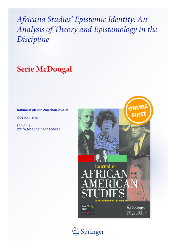 (PDF) Africana Studies’ Epistemic Identity: An Analysis of Theory and ...