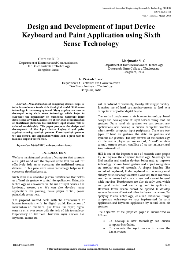 (PDF) IJERT-Design and Development of Input Device Keyboard and Paint Application using Sixth ...