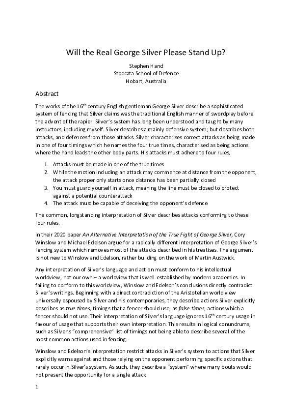 (PDF) Will the Real George Silver Please Stand Up