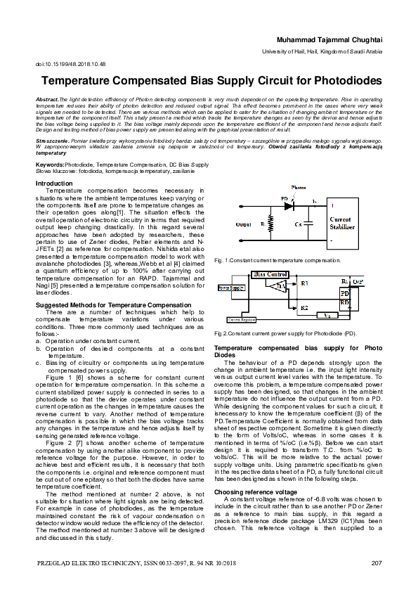 (PDF) Temperature Compensated Bias Supply Circuit for Photodiodes