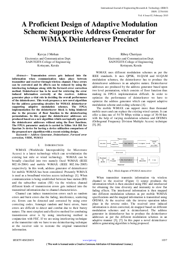 Pdf Ijert A Proficient Design Of Adaptive Modulation Scheme Supportive Address Generator For