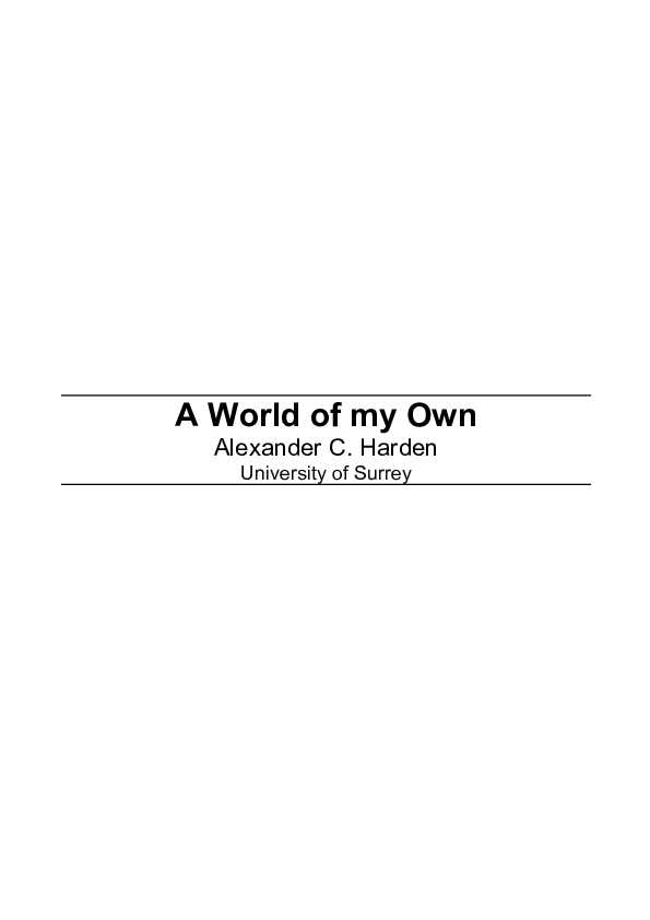 (PDF) A World of my Own