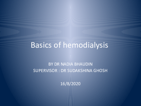 (PPT) Basics of hemodialysis