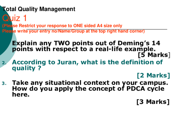 (PDF) Quizzes in quality management