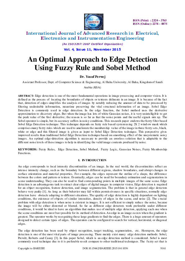 Pdf An Optimal Approach To Edge Detection Using Fuzzy Rule And Sobel