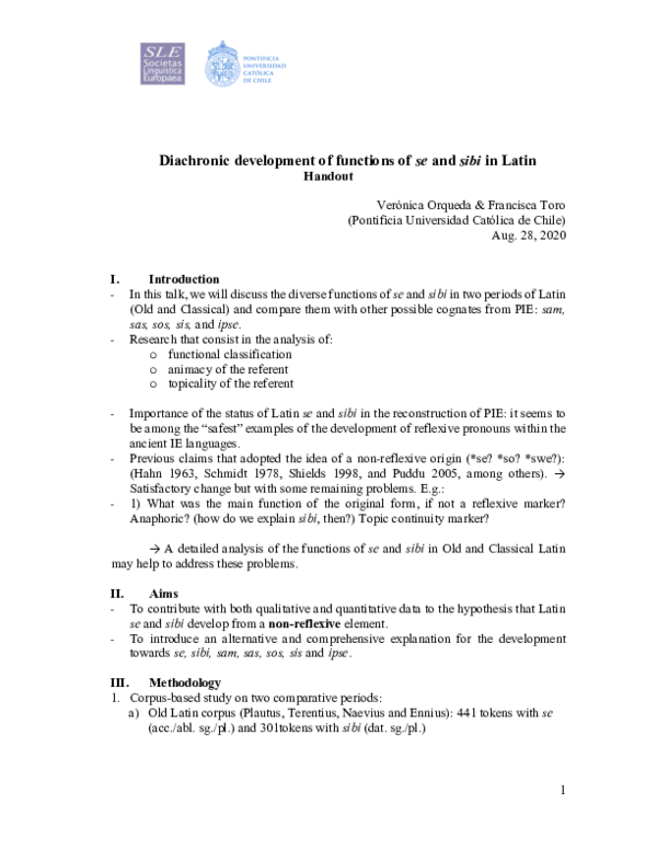 (PDF) Diachronic development of functions of se and sibi in Latin ...
