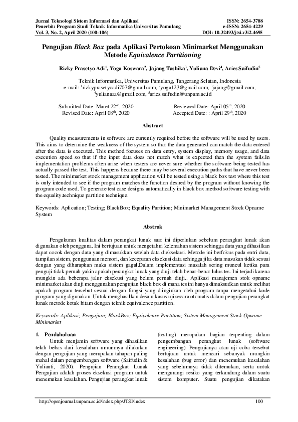 (PDF) Pengujian Black Box pada Aplikasi Pertokoan Minimarket Menggunakan Metode Equivalence ...