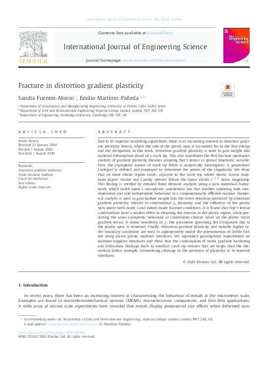 (PDF) Fracture in distortion gradient plasticity